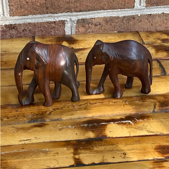 unbranded | Accents | Lot Of Two Hand Carved Wood Elephants | Poshmark